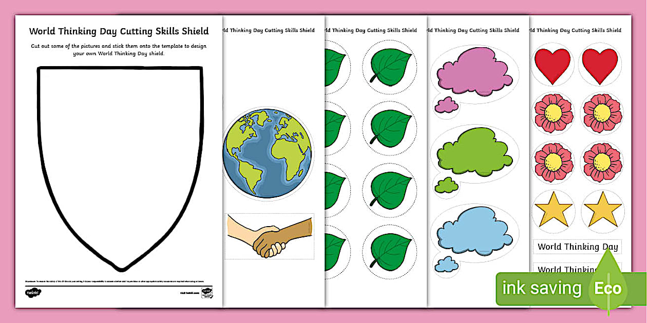 World Thinking Day Cutting Skills Shield Activity - Twinkl