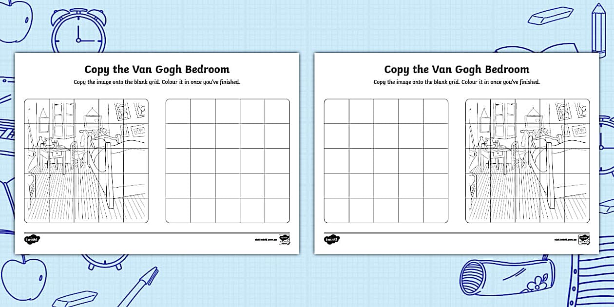 Copy the Van Gogh Bedroom Worksheet - Twinkl