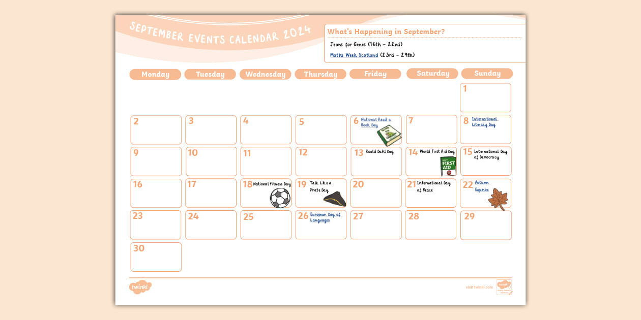 Interactive PDF: September Events Early Level Calendar