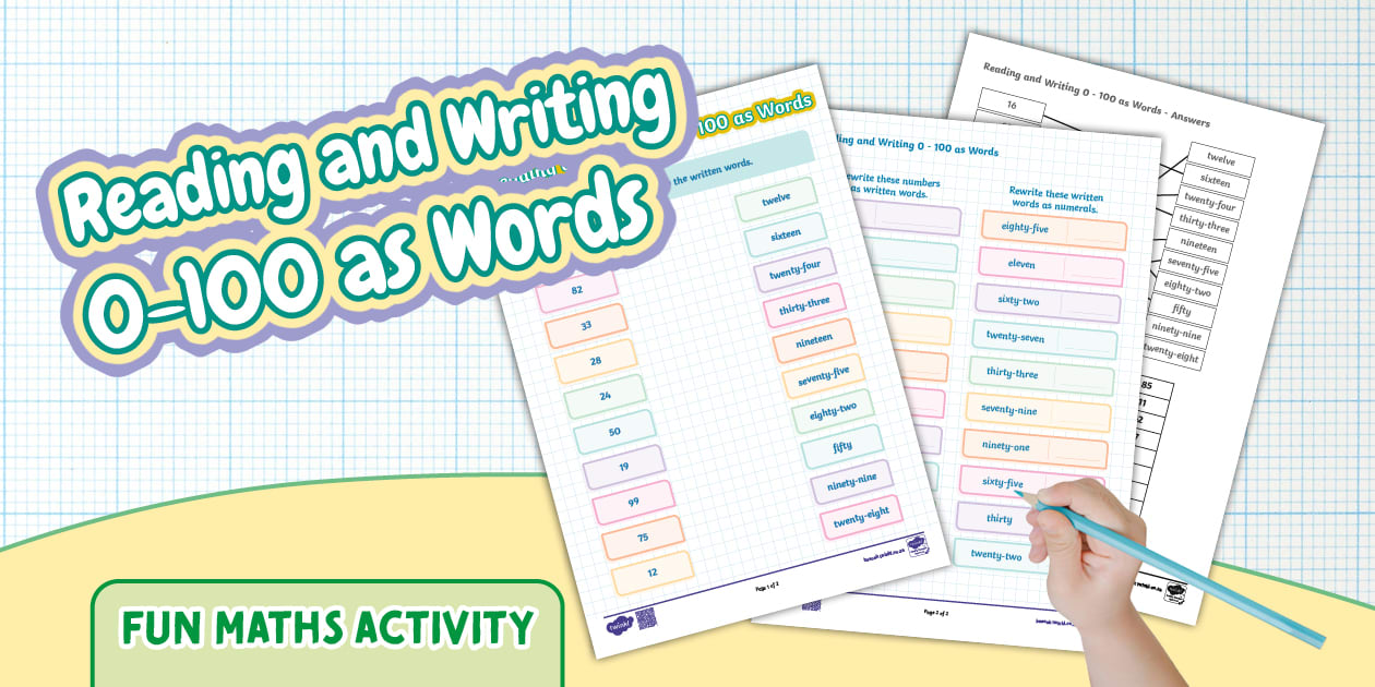 Foundation Phase Maths - Reading and Writing 0-100 as Words - Matching