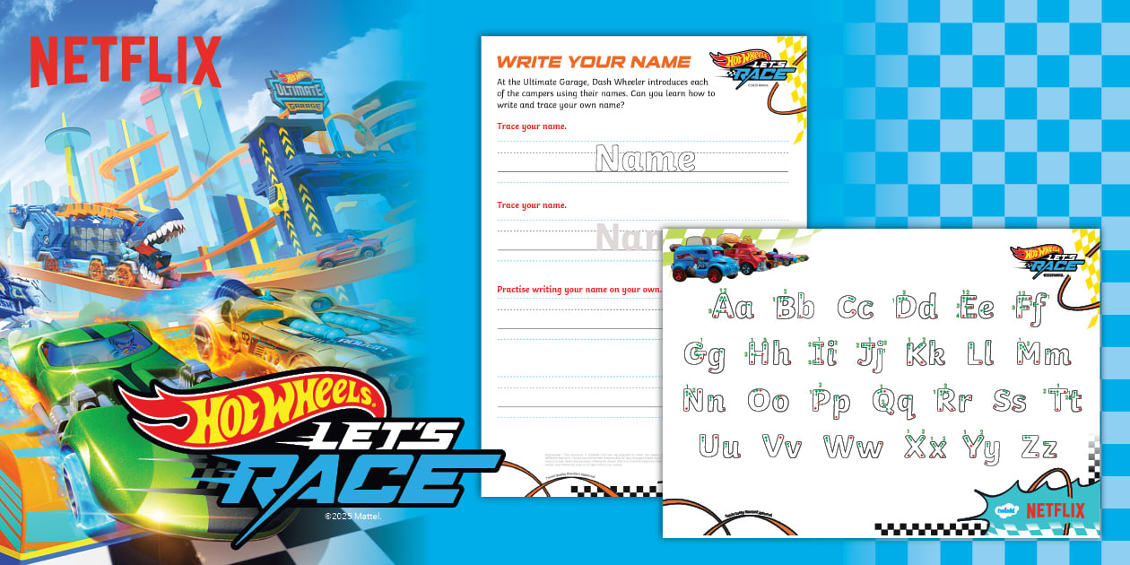 Hot Wheels: Editable Name Writing Practice Worksheet and Alphabet ...