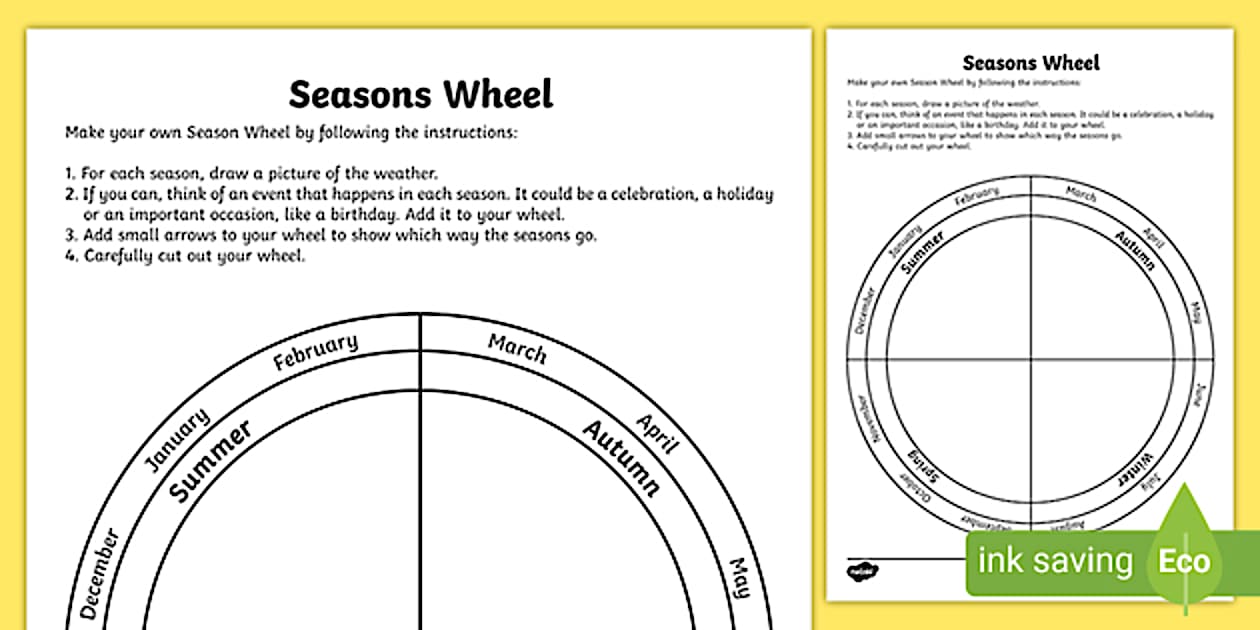 Seasons Wheel Worksheet / Worksheet (professor feito)