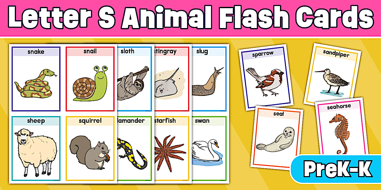 Letter S Animals Flash Cards