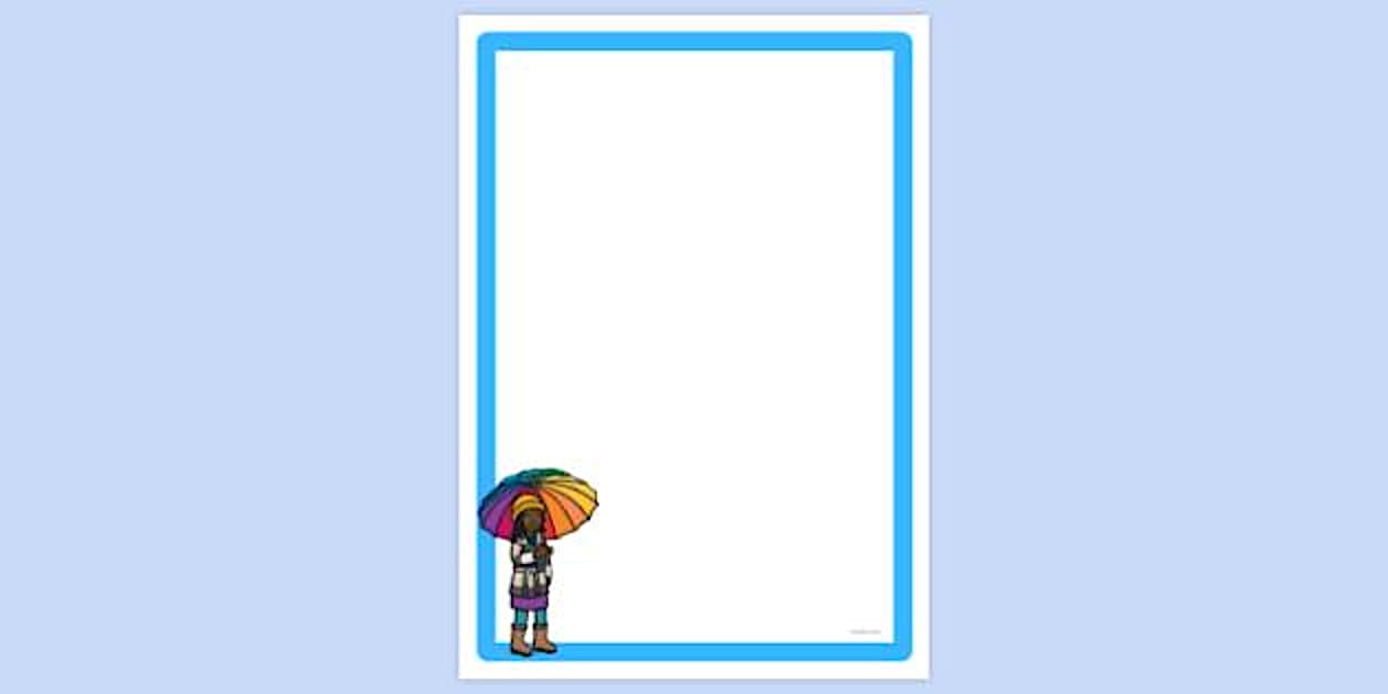 Simple Blank Lady with Umbrella Page Border | Twinkl