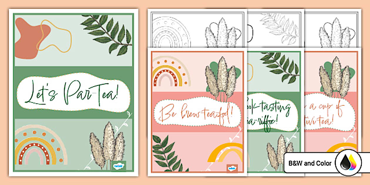 Boho Tea Party Book Tasting Posters (Teacher-Made) - Twinkl