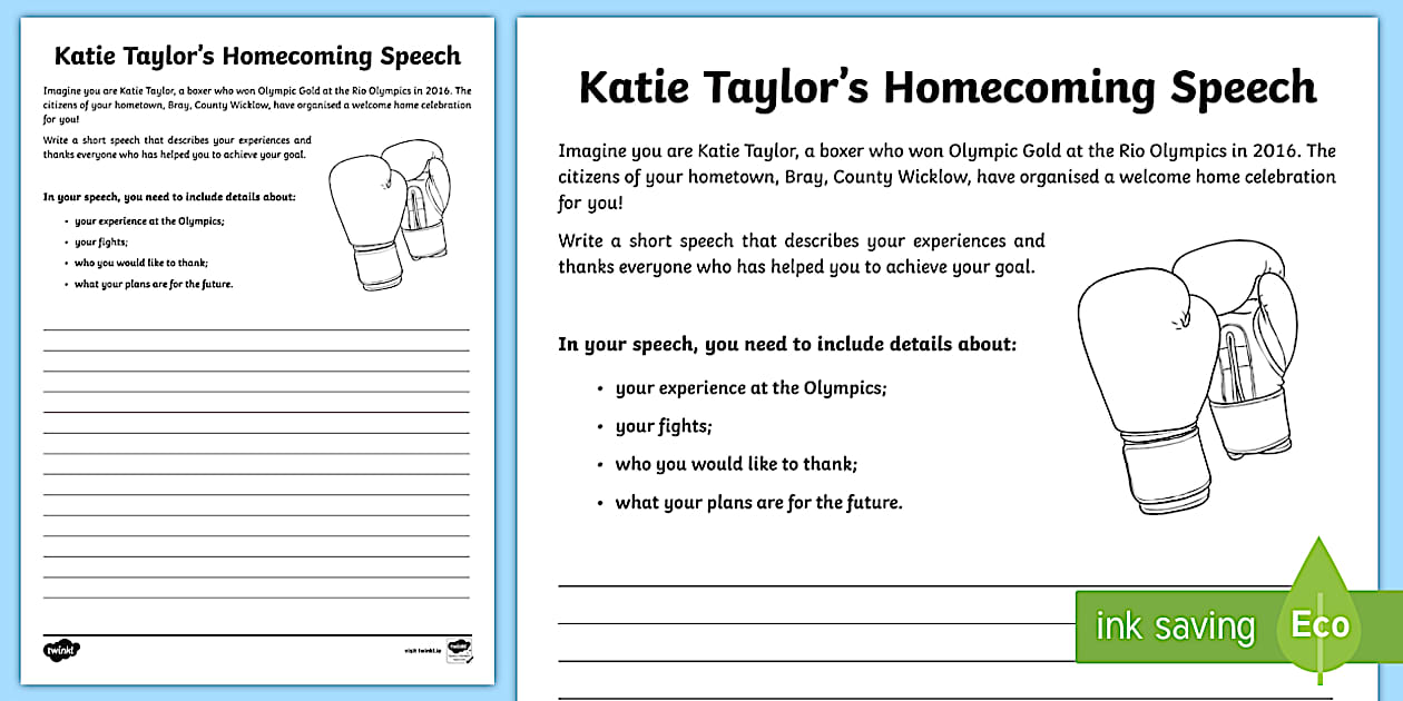 Katie's Homecoming Speech Writing Worksheet / Worksheet