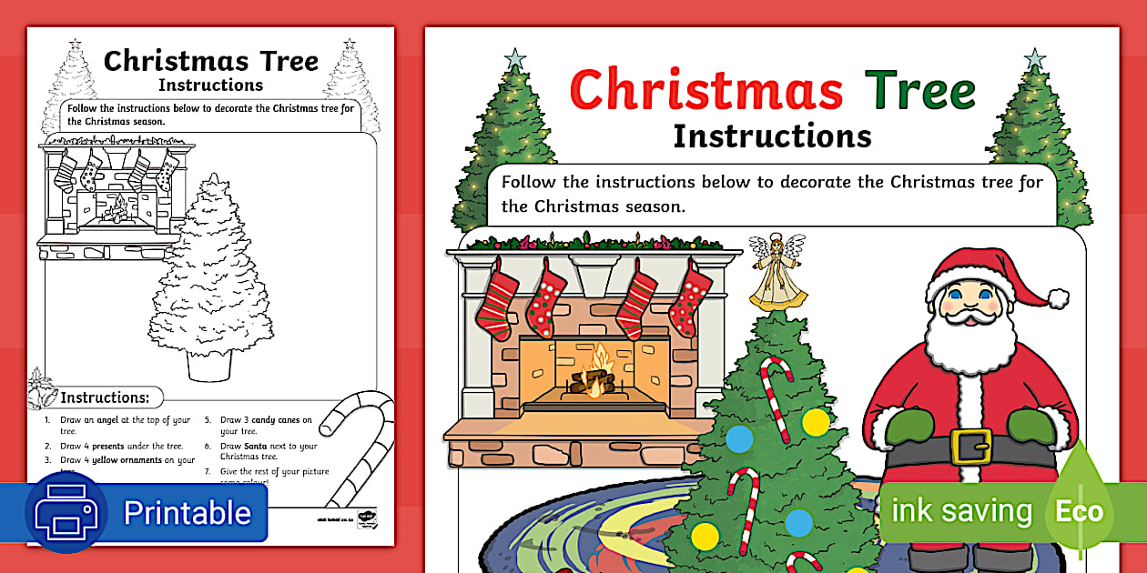 Christmas Tree Instructions (teacher made) - Twinkl