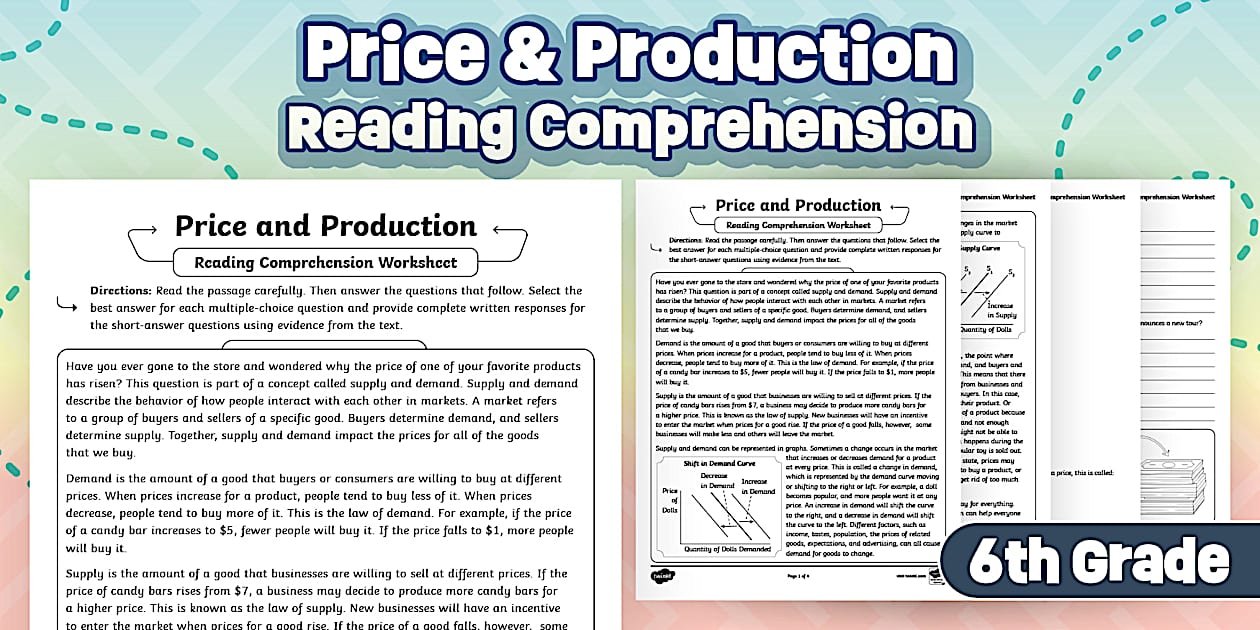 Price & Production Reading Comprehension Worksheet