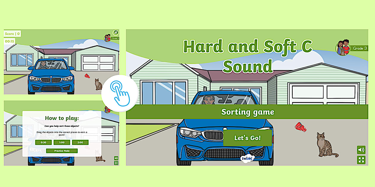 Grade 3 Phonics: Hard and Soft C Sound Interactive Sorting Game