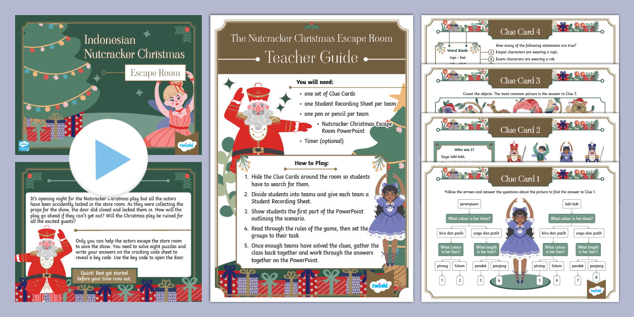 Nutcracker Christmas Escape Room - Indonesian (Teacher-Made)