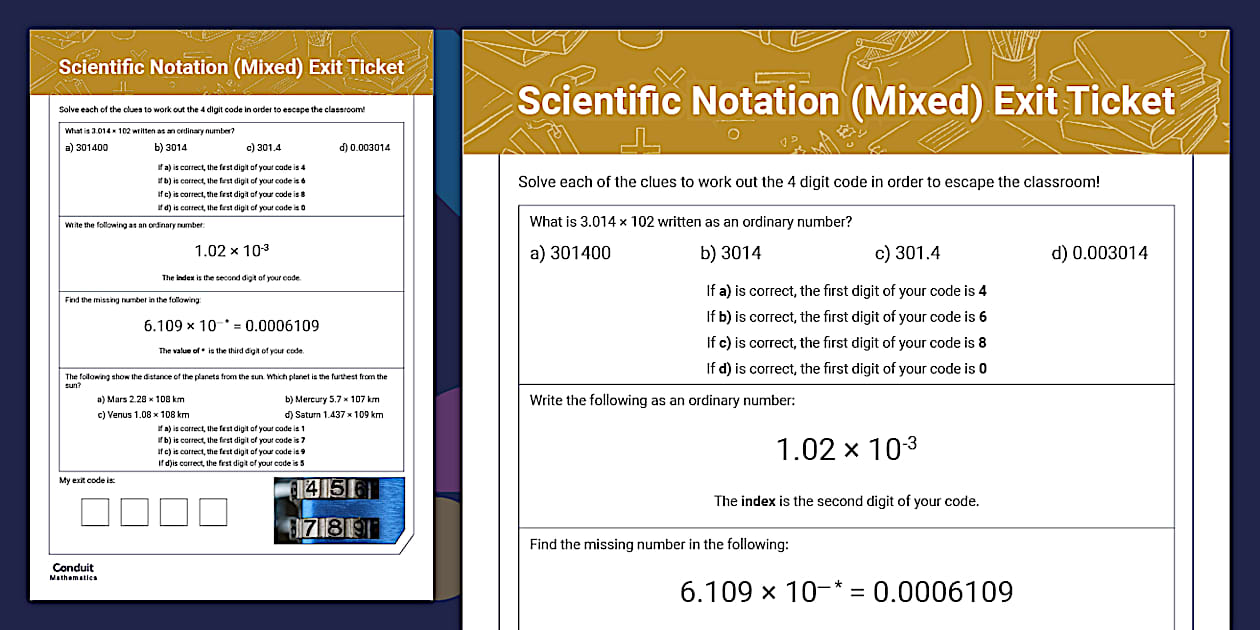 Scientific Notation (Mixed) Exit Ticket (Teacher-Made)