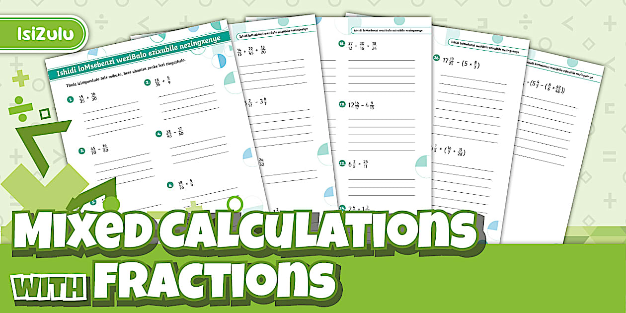 Mixed Calculations with Fractions Activity Sheet - Twinkl