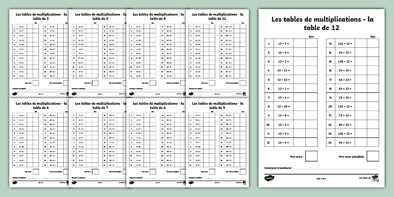 Pack d'évaluation : Evaluations sur les multiplications et divisions