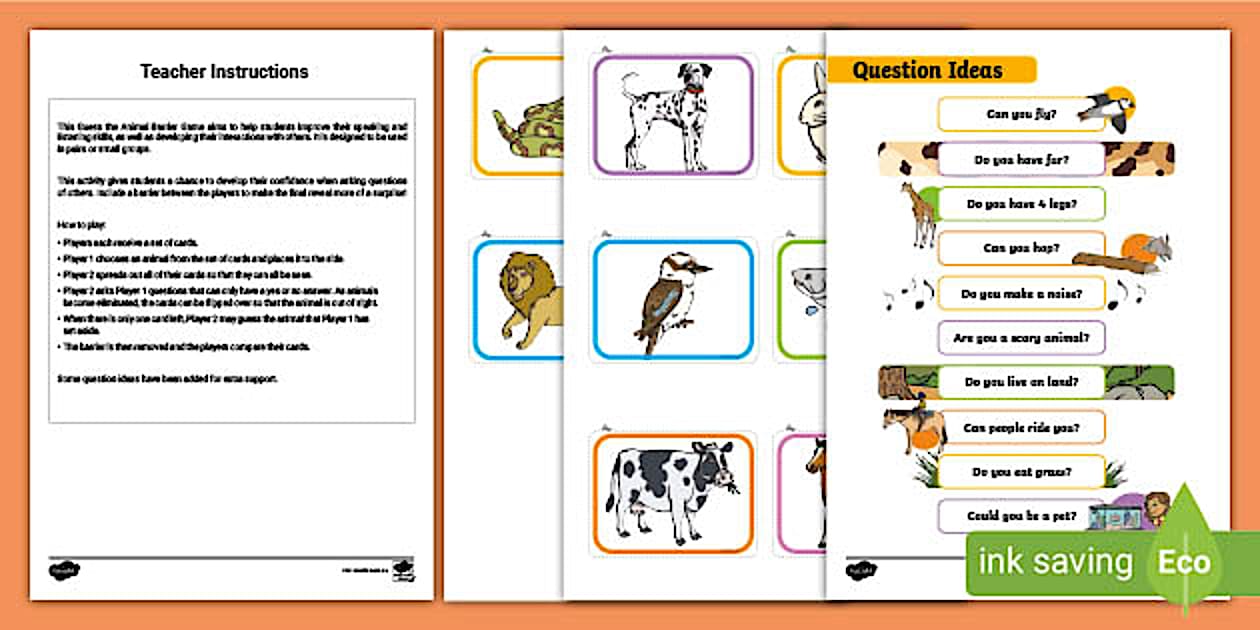 Guess the Animal | F-2 Speaking and Listening Barrier Game