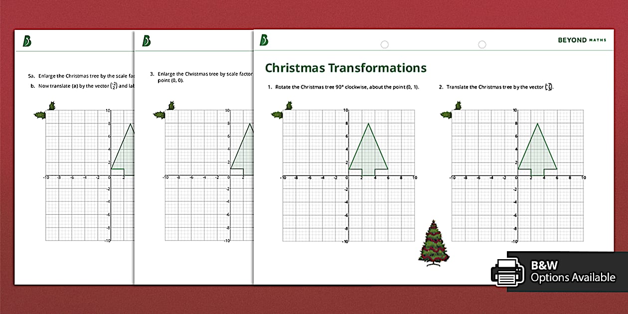 Maths Christmas: Transformations Worksheet | Beyond Maths