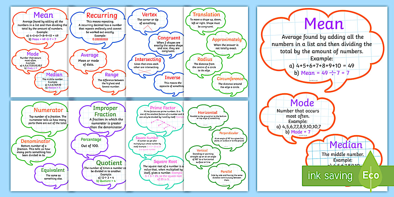 Math Vocabulary Display Bubbles (teacher made) - Twinkl