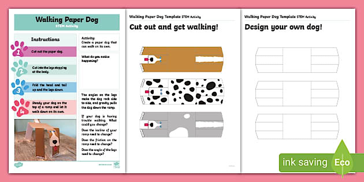 Walking Paper Dog Template - STEM - 3-4 - Twinkl