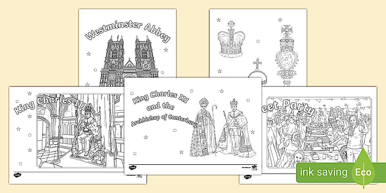 KS2 Coronation of King Charles III Busy Colouring Sheets