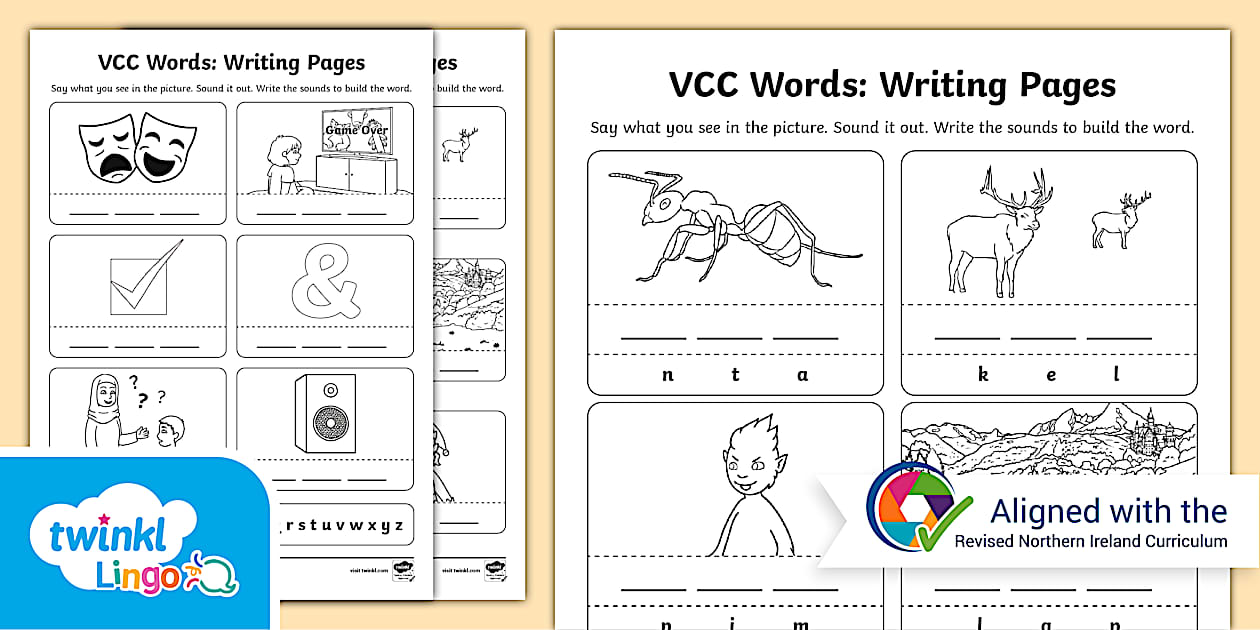 NI Linguistic Phonics Stage 2 VCC Writing Activity Sheets