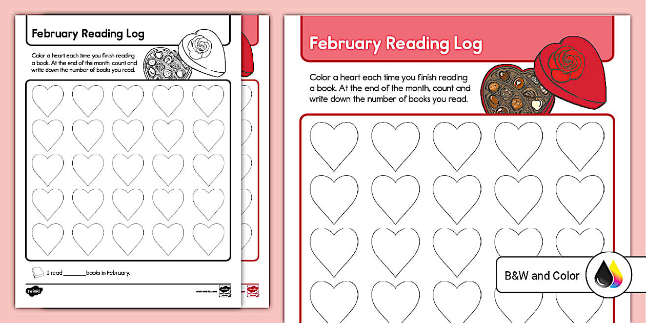 February Reading Log (teacher made) - Twinkl