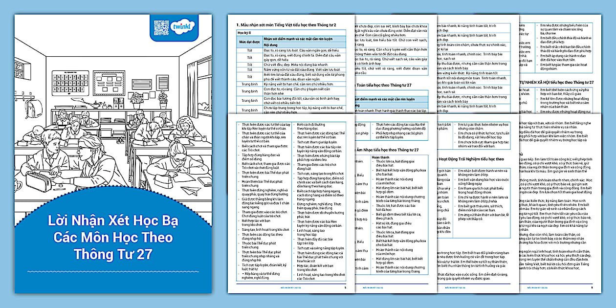 Tài Liệu Mẫu Lời Nhận Xét Các Môn Học Cuối HKII Theo TT27