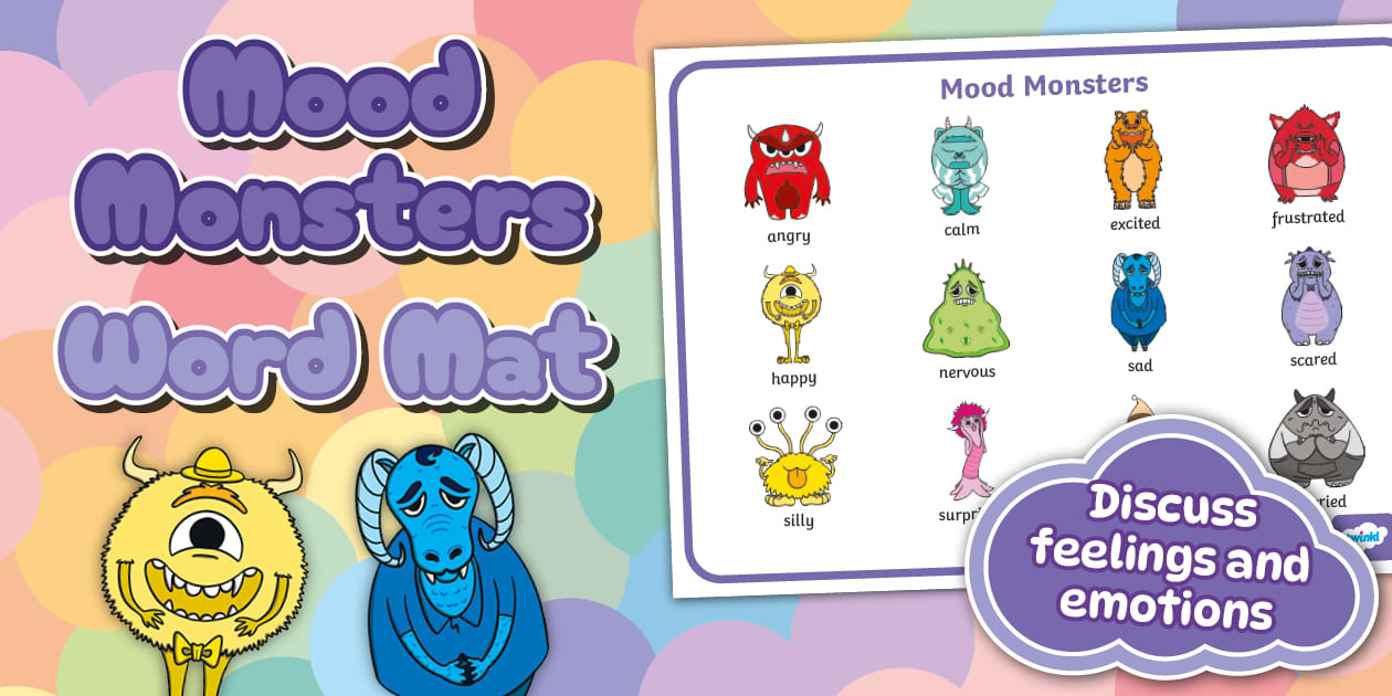 Mood Monsters Word Mat | Twinkl