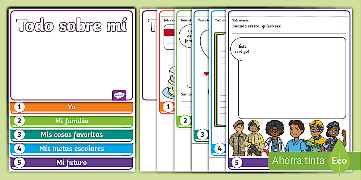 Hoja de actividad: Todo sobre mí cuadernillo- Guía de trabajo