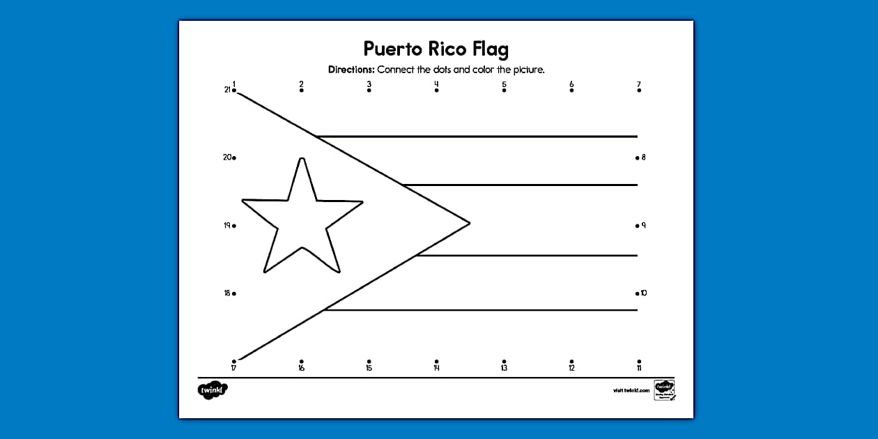 Puerto Rico Flag Dot to Dot Worksheet