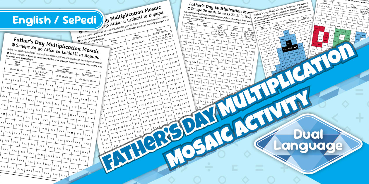 Father's Day Multiplication Mosaic Activity – Sepedi