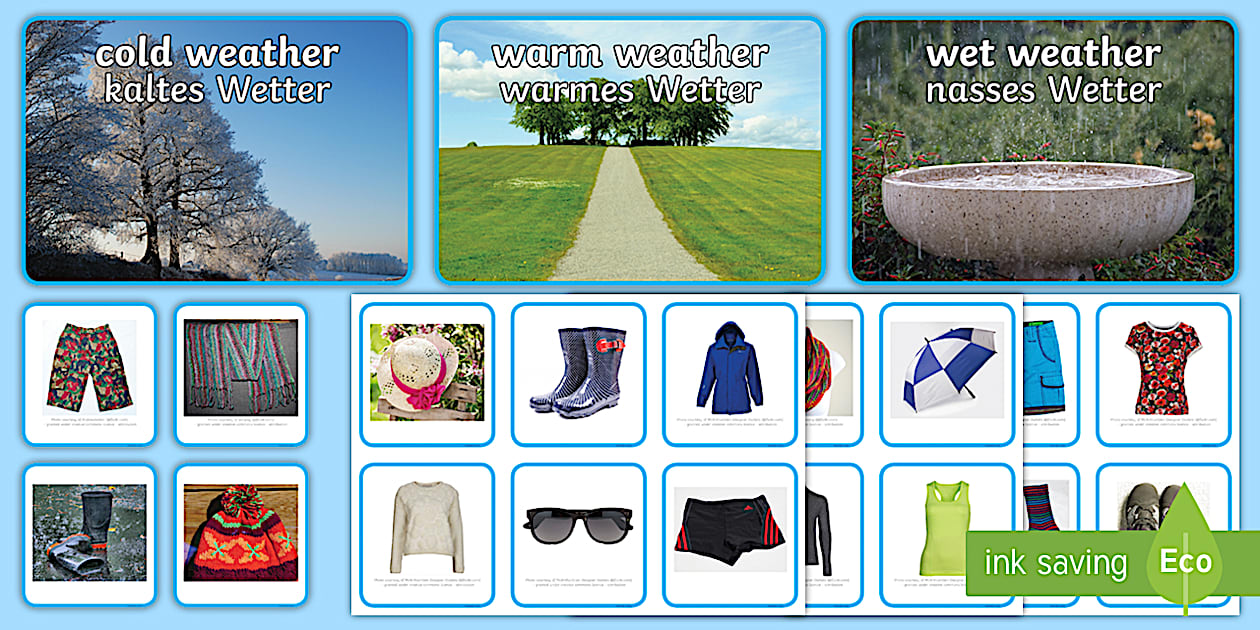 Photo Weather Clothes Sorting Activity English/German - EAL, German, Photo
