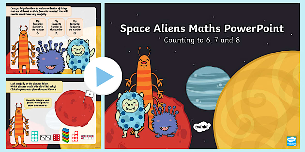 👉 Space Aliens Maths PowerPoint Counting to 6, 7 and 8