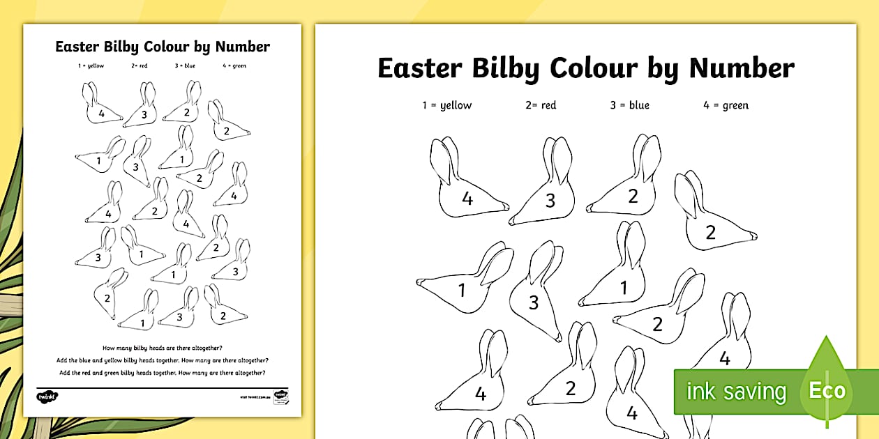 SA Easter Bilby Colour by Number (teacher made) - Twinkl