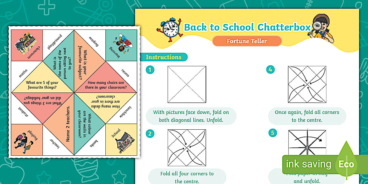 Back to School Chatterbox or Fortune Teller (teacher made)