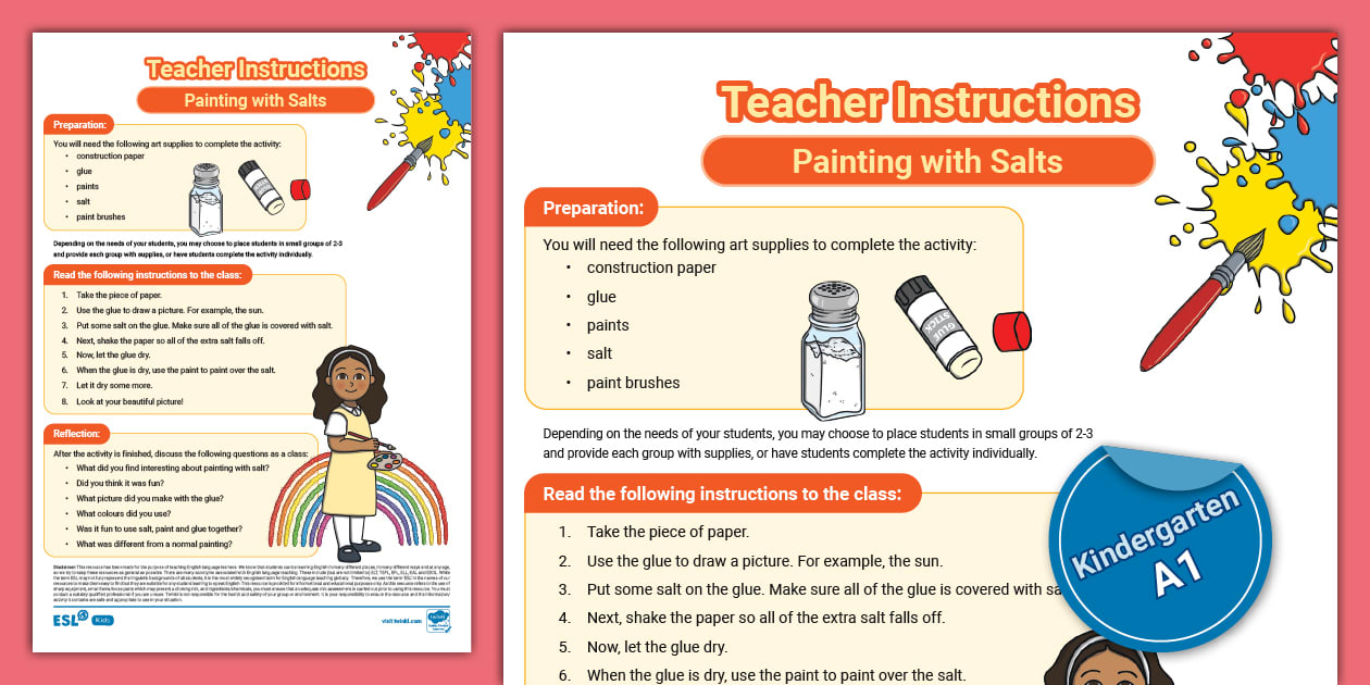 ESL Painting with Salts: Classroom Experiment [Kindergarten, A1]
