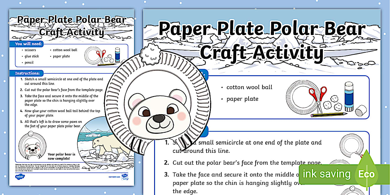 Polar Bear Paper Plate Craft Activity | KS1 and KS2