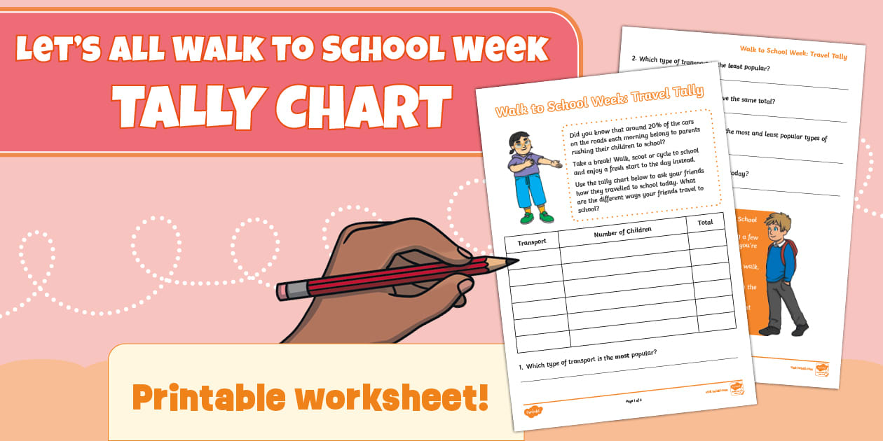 KS1 Let's all Walk to School Week Tally Chart Worksheet / Worksheet