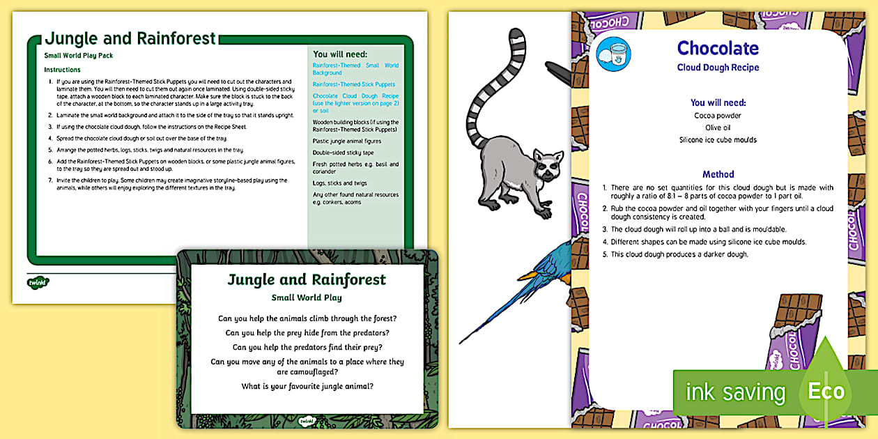 Jungle and Rainforest Small World Play Idea and Printable Resource Pack