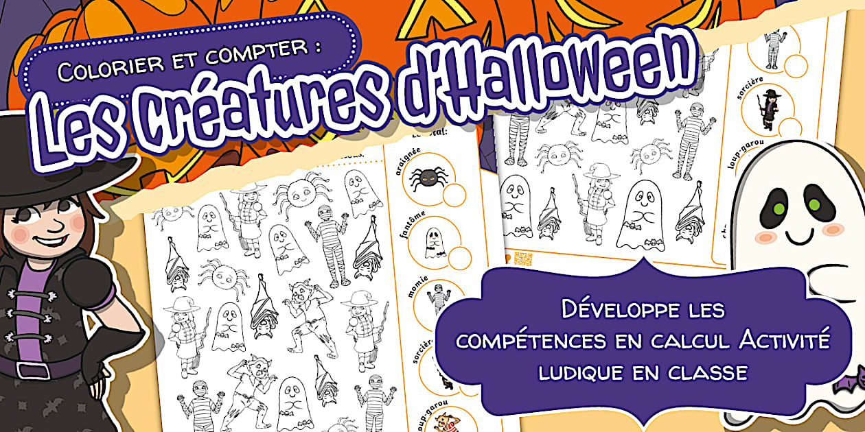 Colorier et compter : Les créatures d'Halloween