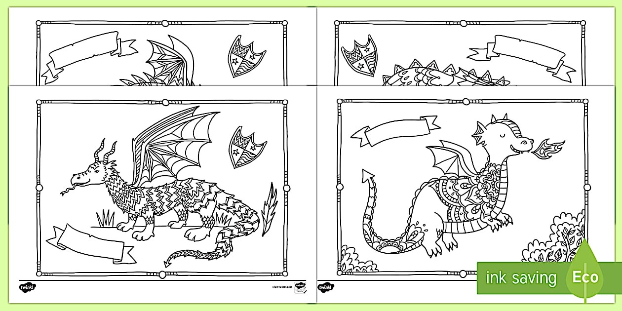 Dragon Mindfulness Colouring - Adult Resources - Twinkl