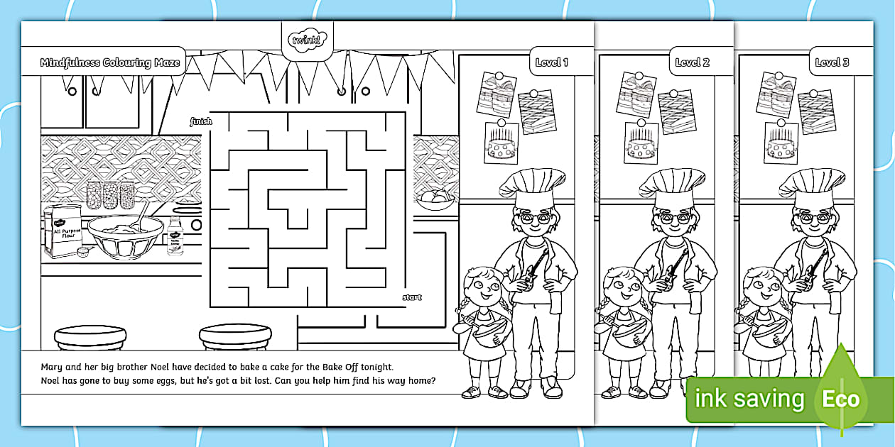 Bake Off Mindfulness Colouring Maze – All Levels - Twinkl