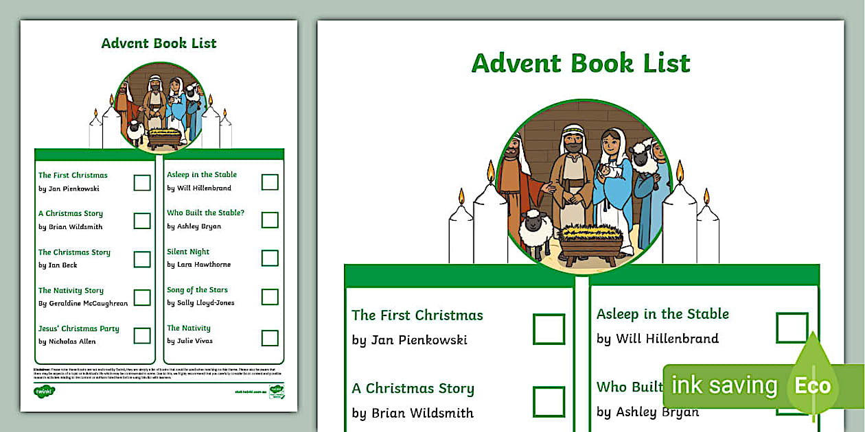 Advent Junior Primary Book List (Teacher-Made) - Twinkl