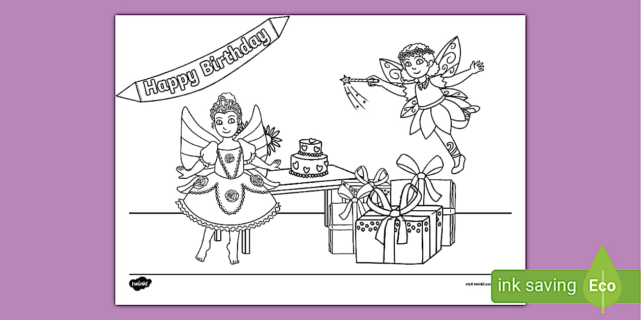 Fairy-Themed Birthday Party Colouring Page | Twinkl | KS1