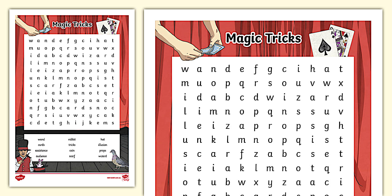 Magic Tricks Word Search (teacher made) - Twinkl