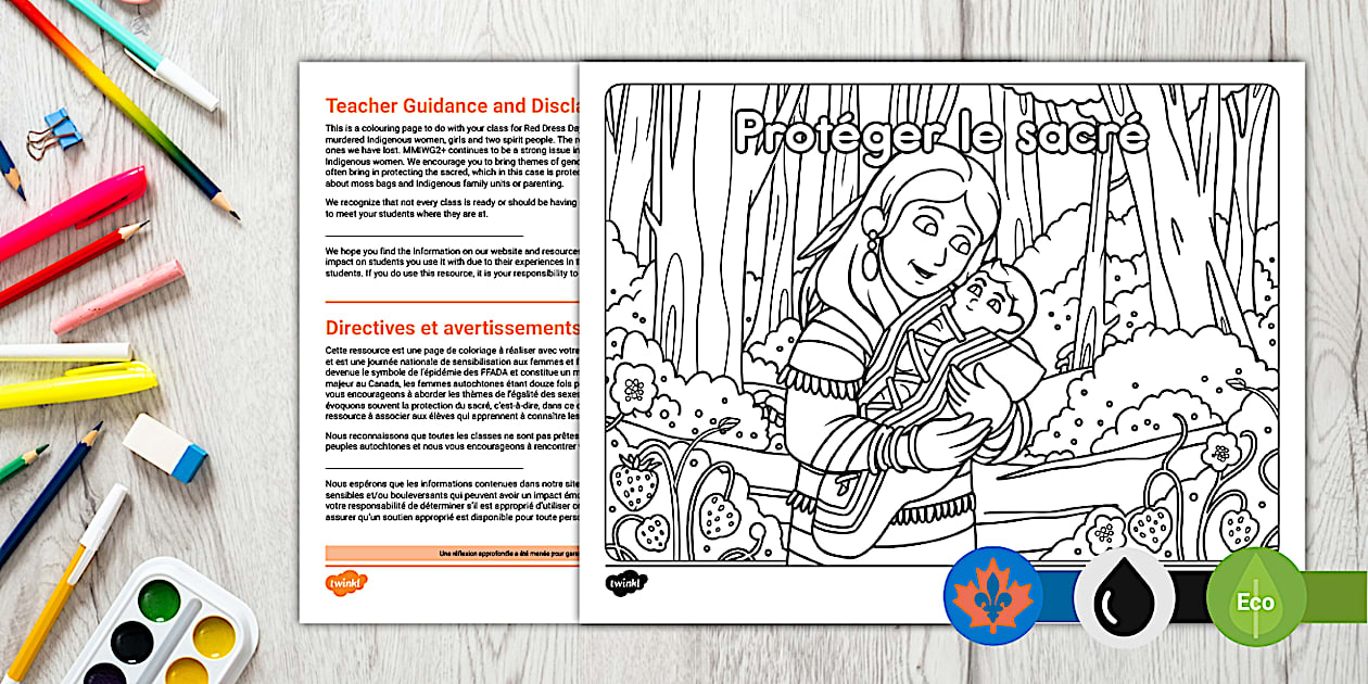 Red Dress Day French Colouring Page
