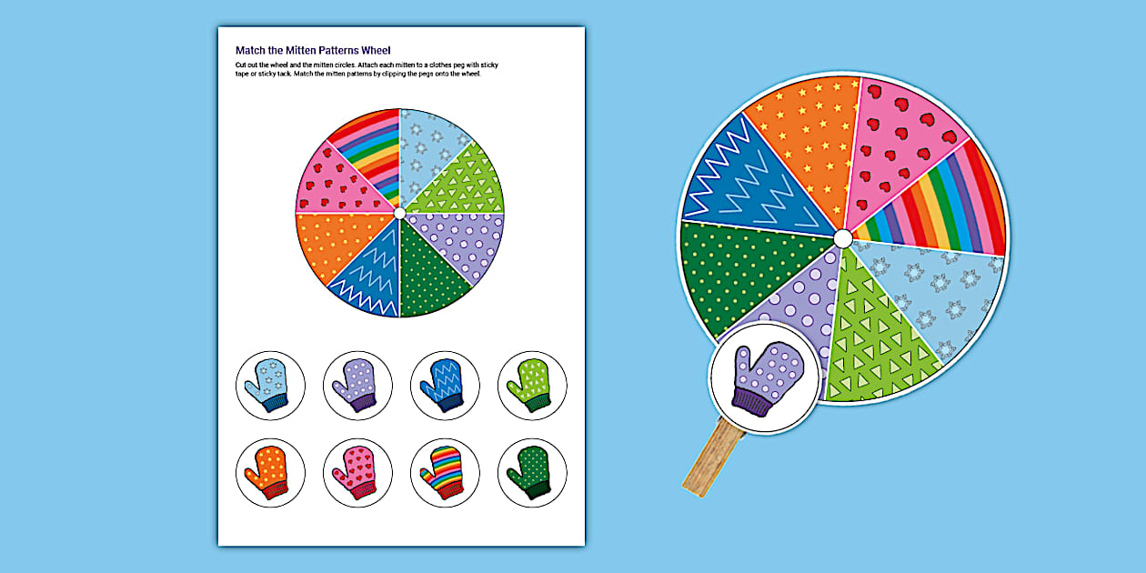 Match the Mitten Patterns Wheel | Twinkl (Teacher-Made)