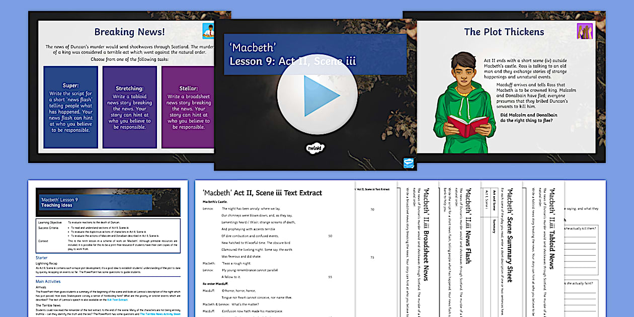 GCSE Macbeth Lesson 9: Act II, Scene iii (teacher made)