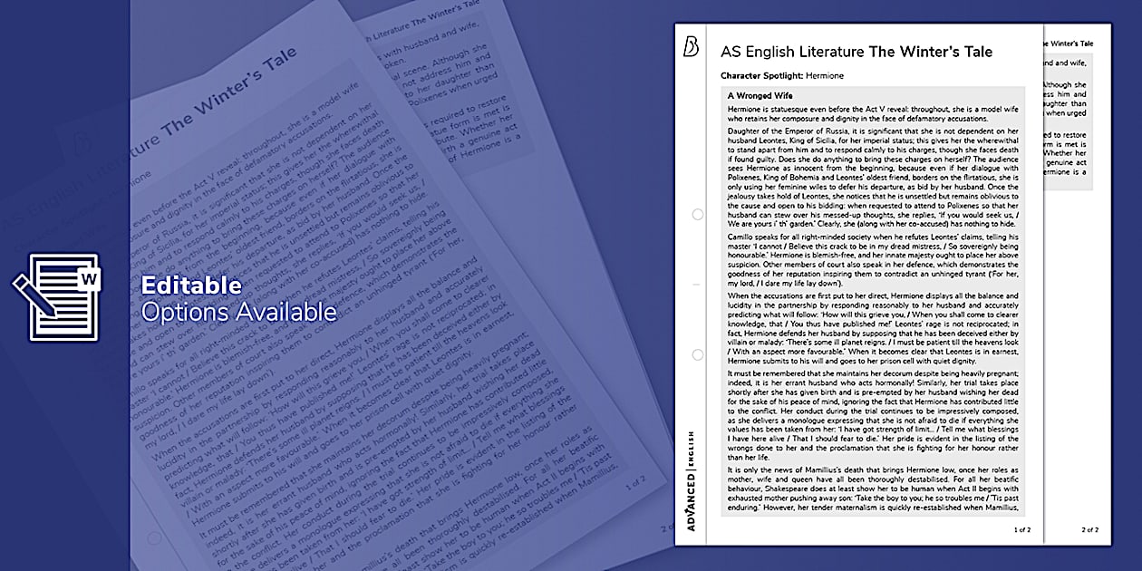 The Winter’s Tale Hermione | Character Spotlight - Twinkl