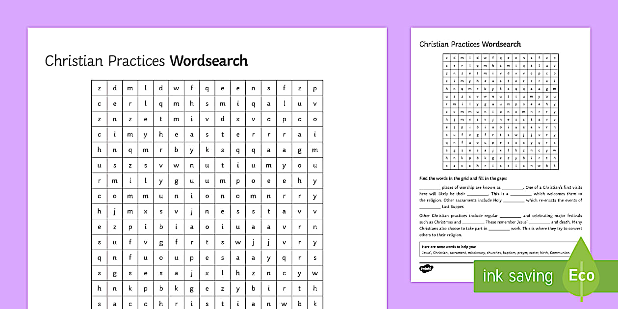Christian Practices Differentiated Word Search - Christian Practices ...