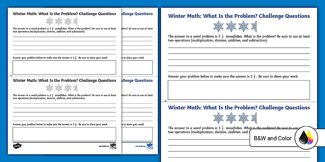 Fourth Grade Winter Math: What Is the Problem? Challenge Questions