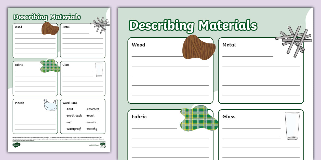 Describing Everyday Materials Fact File Template - Twinkl